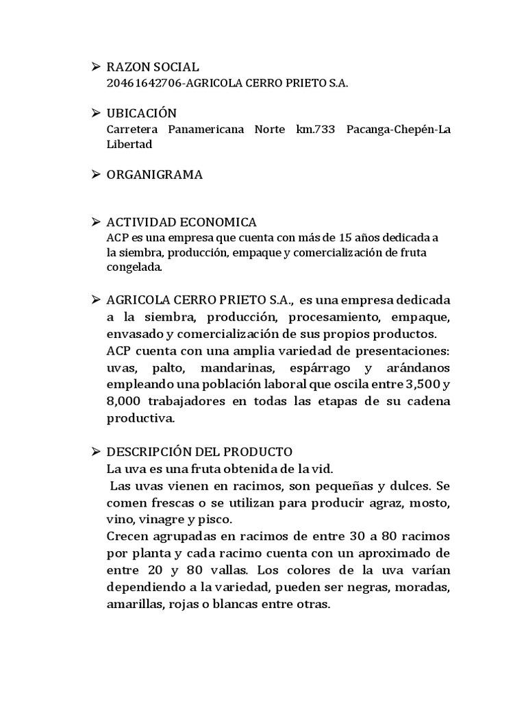 AGricola Cerro Prieto | PDF