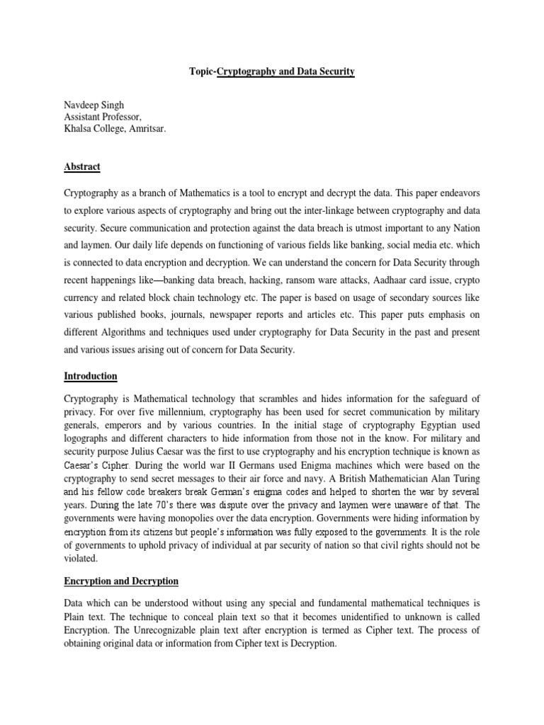 Final Paper Crypt | PDF | Cryptography | Encryption