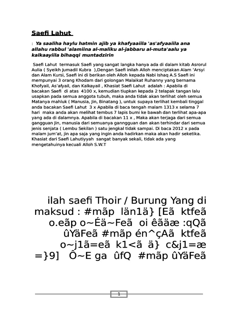 Khasiat dan Makna Saef Lahut | PDF