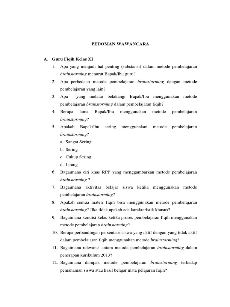 PEDOMAN WAWANCARA Revisi | PDF