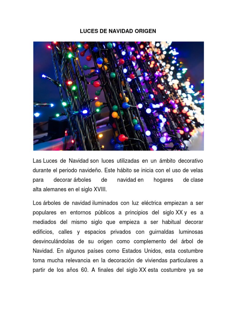 Luces De Navidad Origen Pdf Bombilla Incandescente Navidad