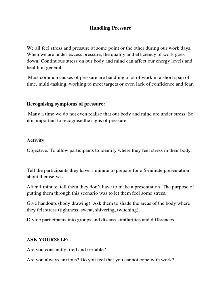 Handling Pressure Pdf Download Free Pdf Relaxation Psychology
