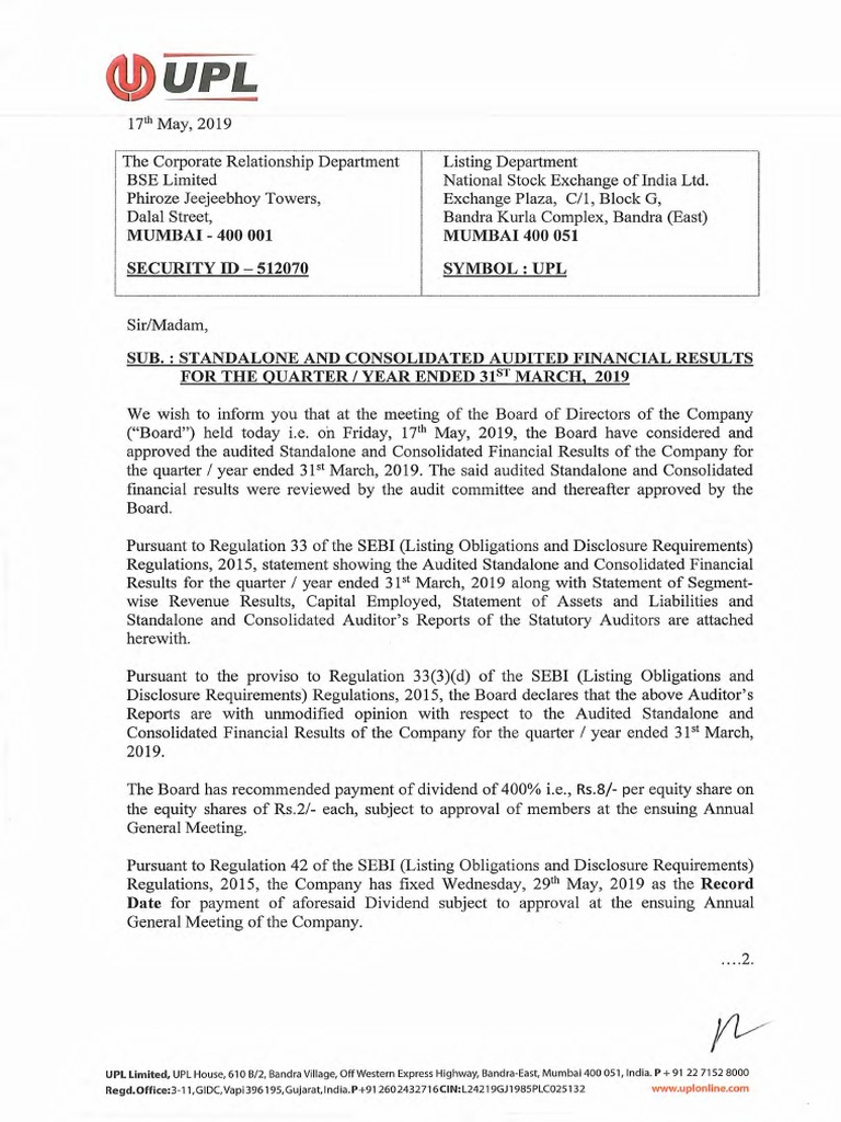 Upl | PDF | Financial Audit | Financial Statement