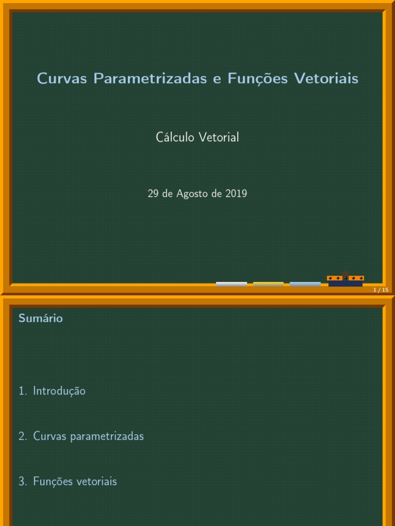 Curvas Parametrizadas e Funcoes Vetoriais | PDF | Curva | Domínio de ...