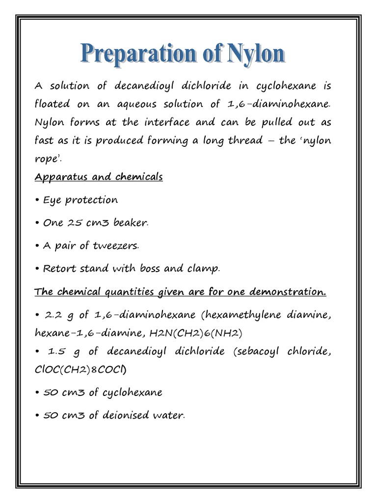 Nylon Thread Chemistry | PDF | Nylon | Solution