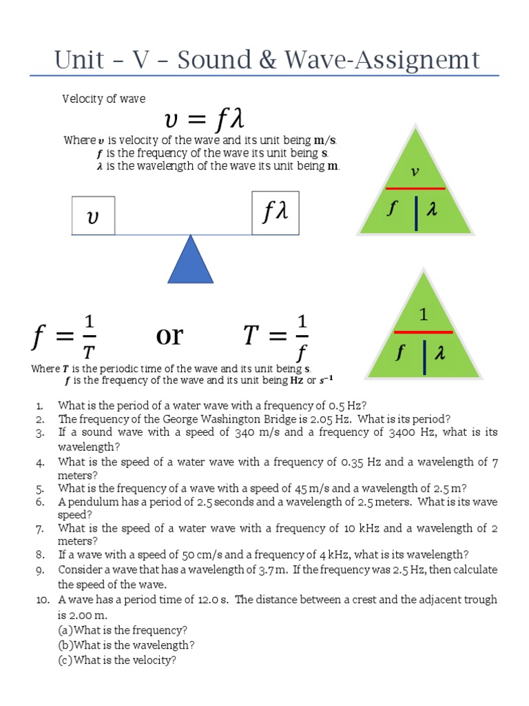 Numericals - Chap - IV - Sound & Waves PDF | PDF | Frequency | Wavelength