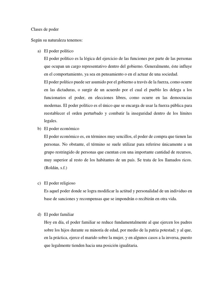 Clases de Poder | PDF | Sociedad | Gobierno