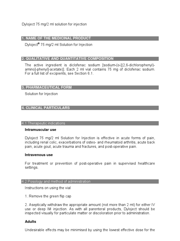 Dyloject | PDF | Injection (Medicine) | Nonsteroidal Anti Inflammatory Drug