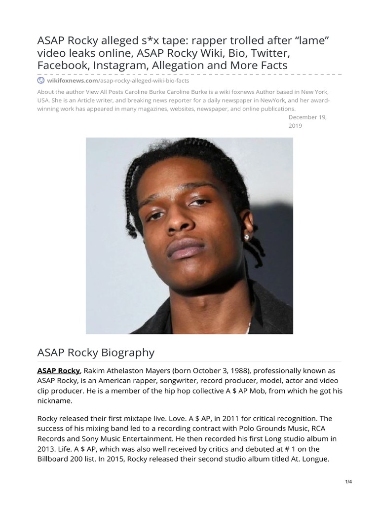 Asap Rocky Alleged Sex Tape Pdf Hip Hop Entertainment General