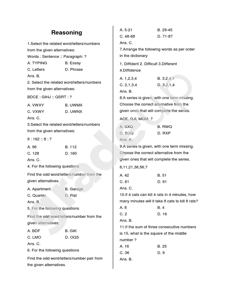 SSC CGL Reasoning Question Paper | PDF | Triangle | Multilingualism