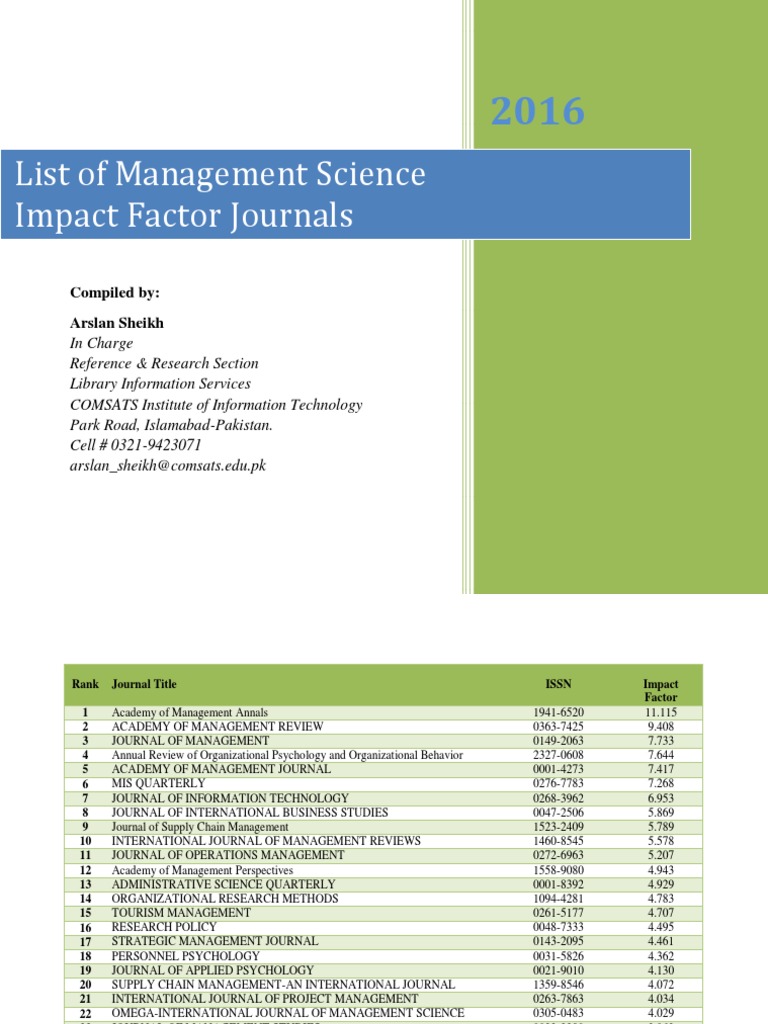 Management Journals PDF | PDF | Academic Journal | Information System