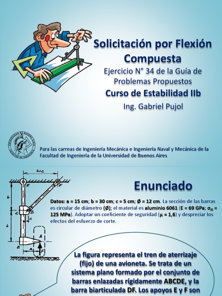 Flexión Compuesta - Problema de Aplicación - Ejercicio #34.ppsx | PDF ...
