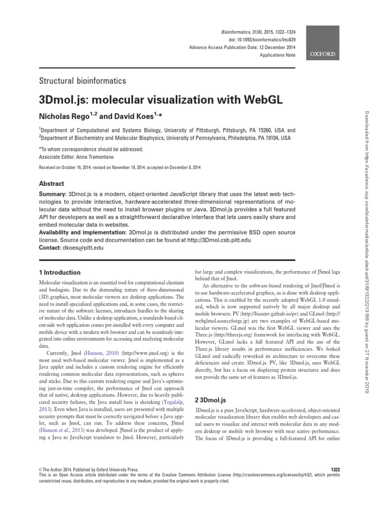 3Dmol.js: Interactive Molecular Visualization with WebGL | PDF | Web Gl | Java Script