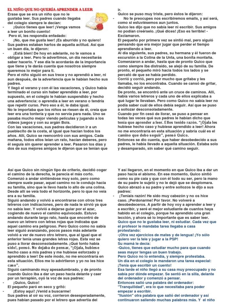 Quico El Niño Que No Quería Aprender A Leer Pdf