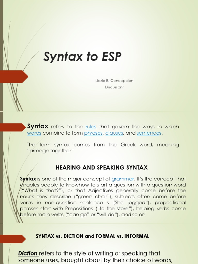 Grammar Rules: Syntax, Diction, Formats, Variations | PDF | Syntax | Verb