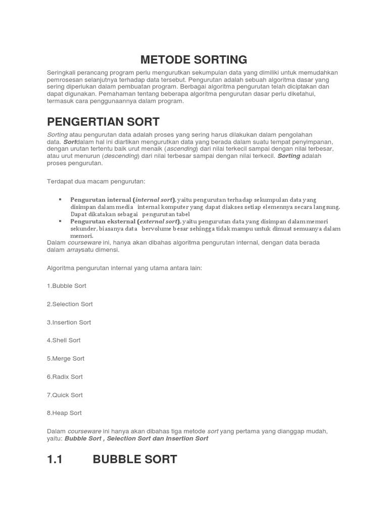 Metode Sorting | PDF