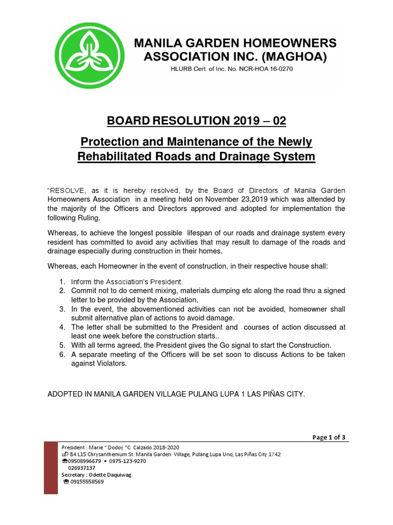 Road and Drainage Protection Resolution | PDF | Government Information ...
