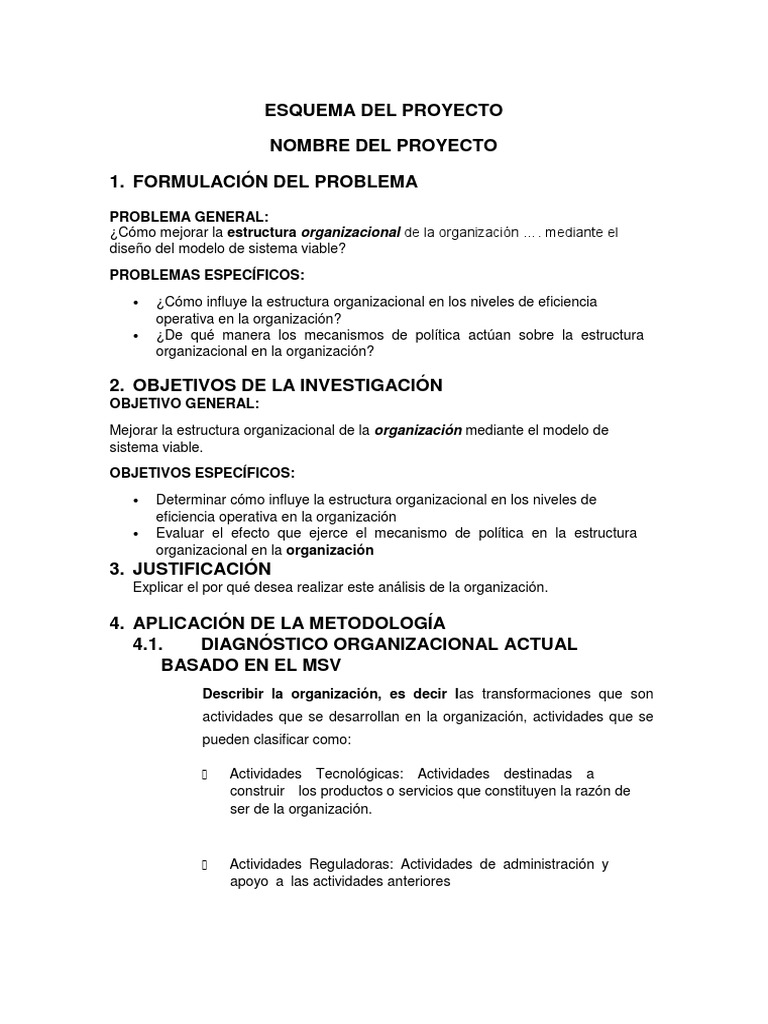 Esquema Del Proyecto | PDF