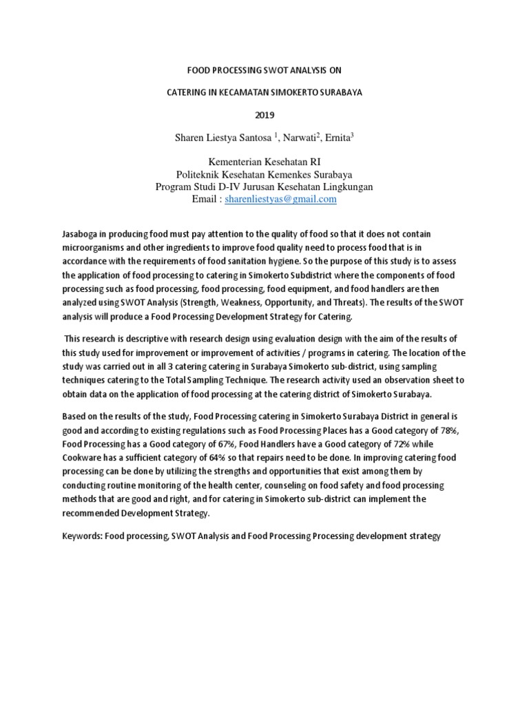 Food Processing-Wps Office | PDF | Swot Analysis | Food Processing