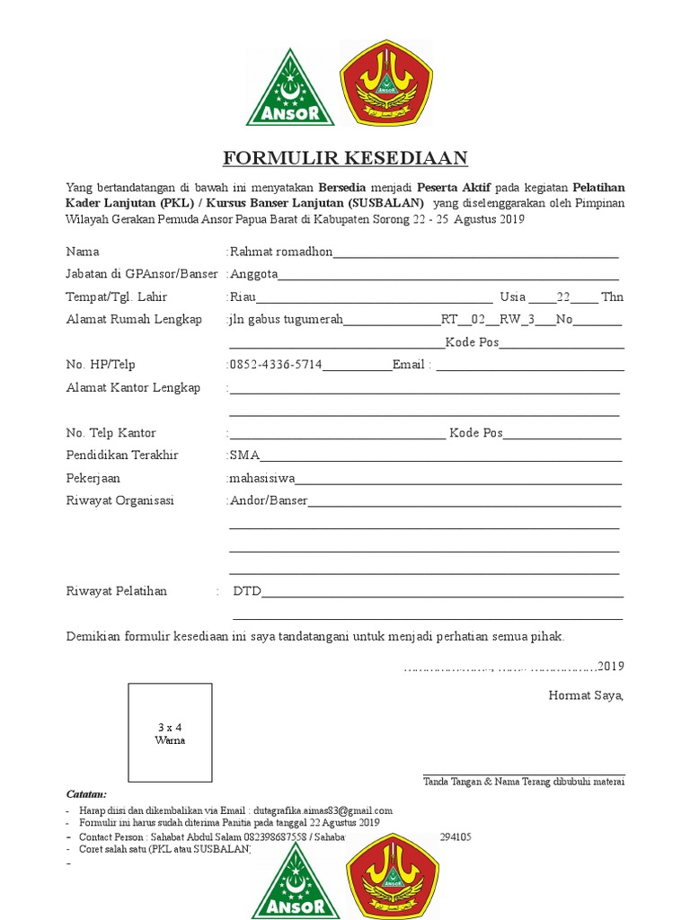 Formulir PKL Dan Susbalan | PDF