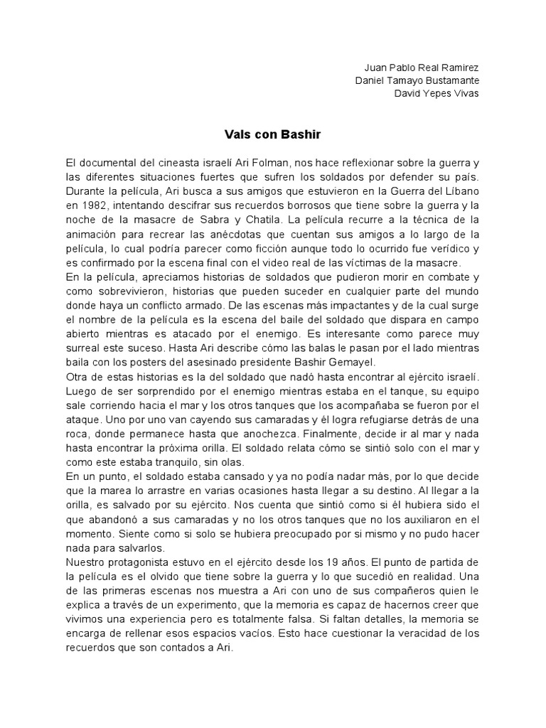 Vals Con Bashir PDF | PDF | Conflicto armado | Violencia