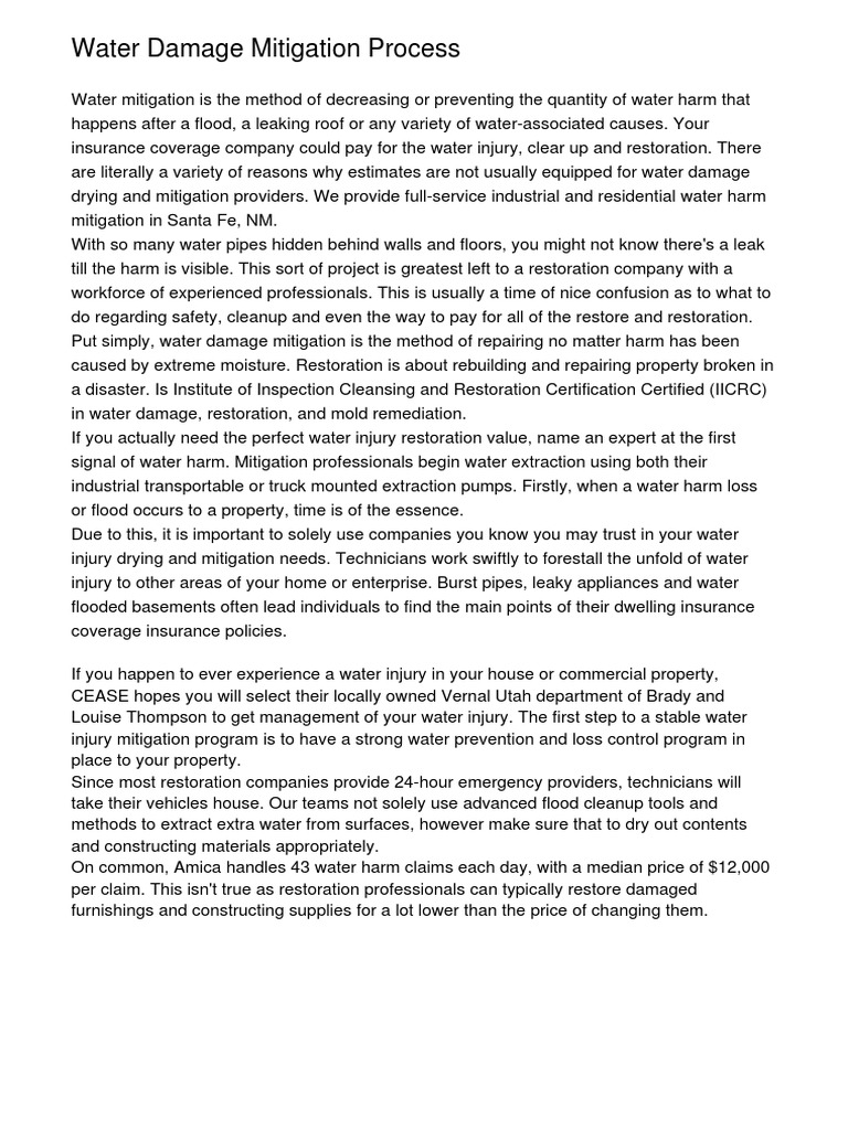 Water Damage Mitigation in Santa Fe, NM | PDF | Emergency Management ...