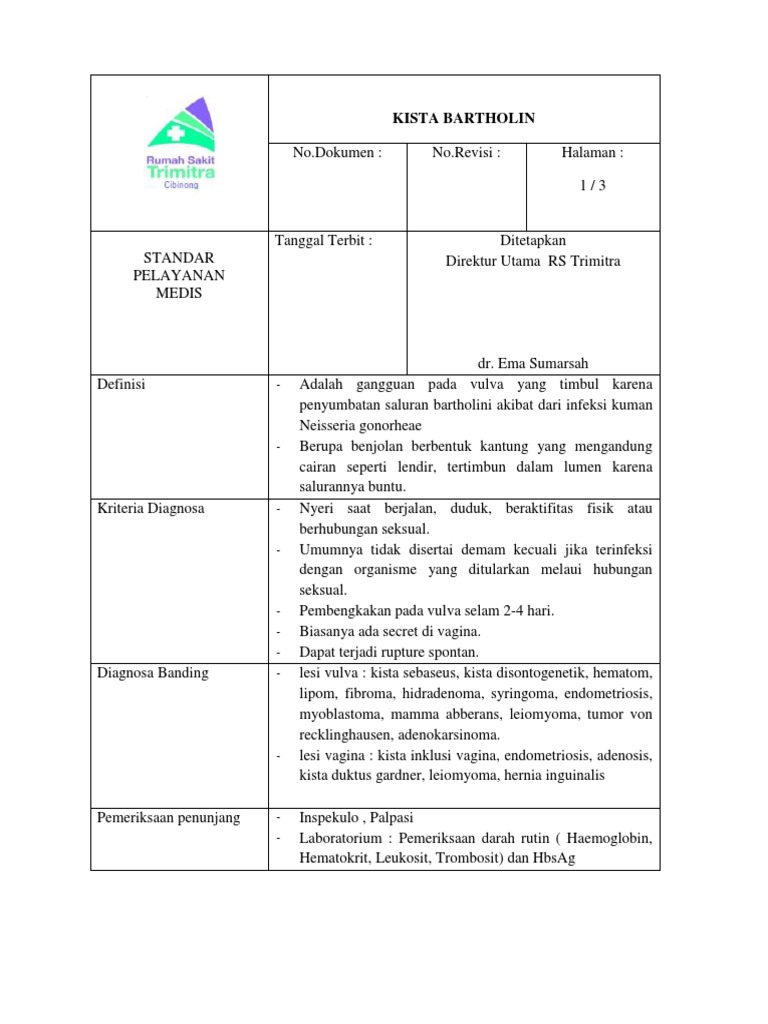 Sop Kista Bartolin Amaliyah | PDF