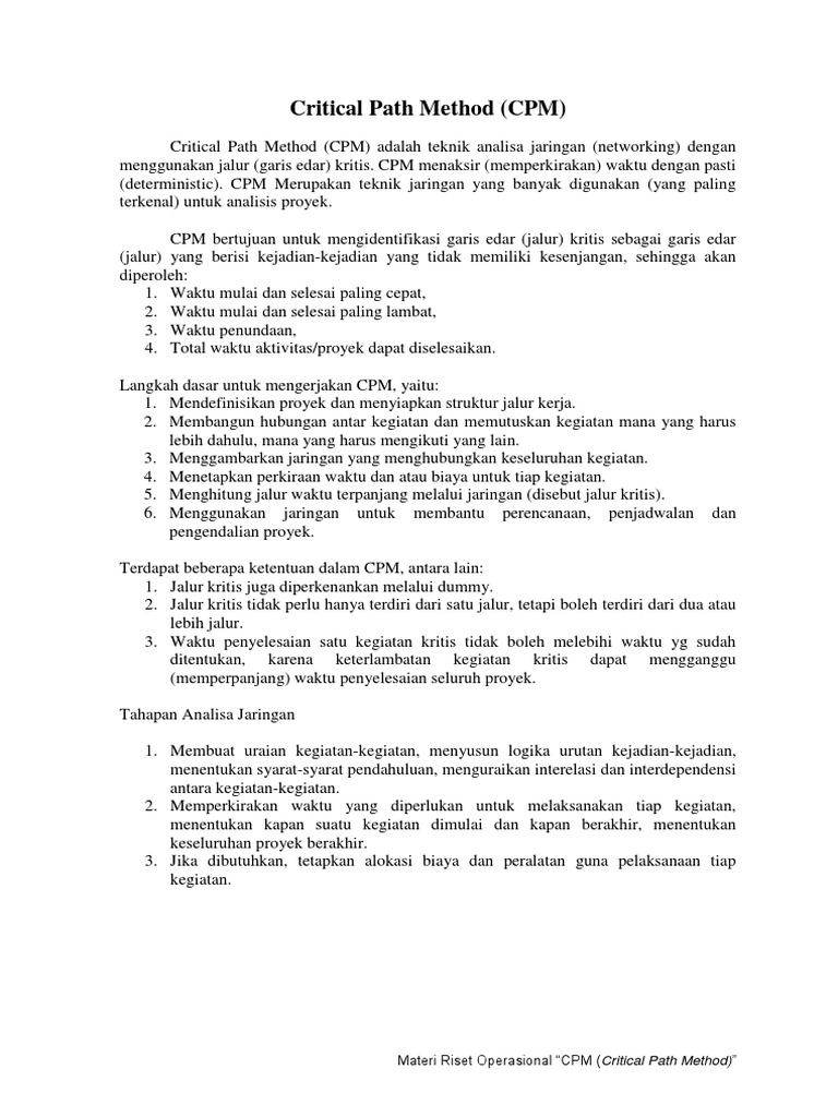 Critical Path Method | PDF