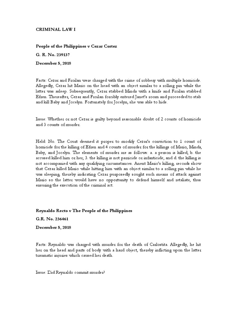 Criminal Law Case Digests | Murder | Rape