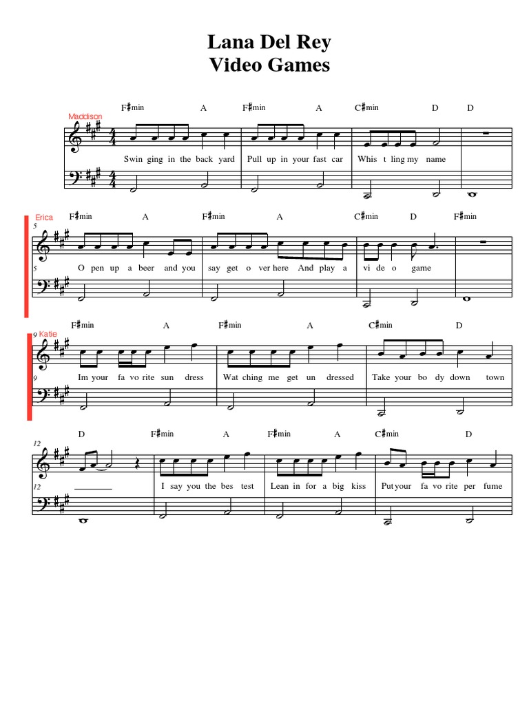 Lana Del Rey Video Games Sheet Music | PDF