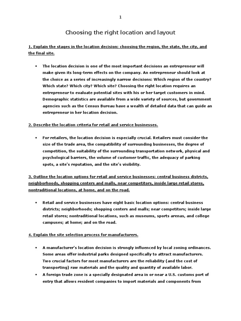 Choosing The Right Location and Layout | PDF | Retail | Business