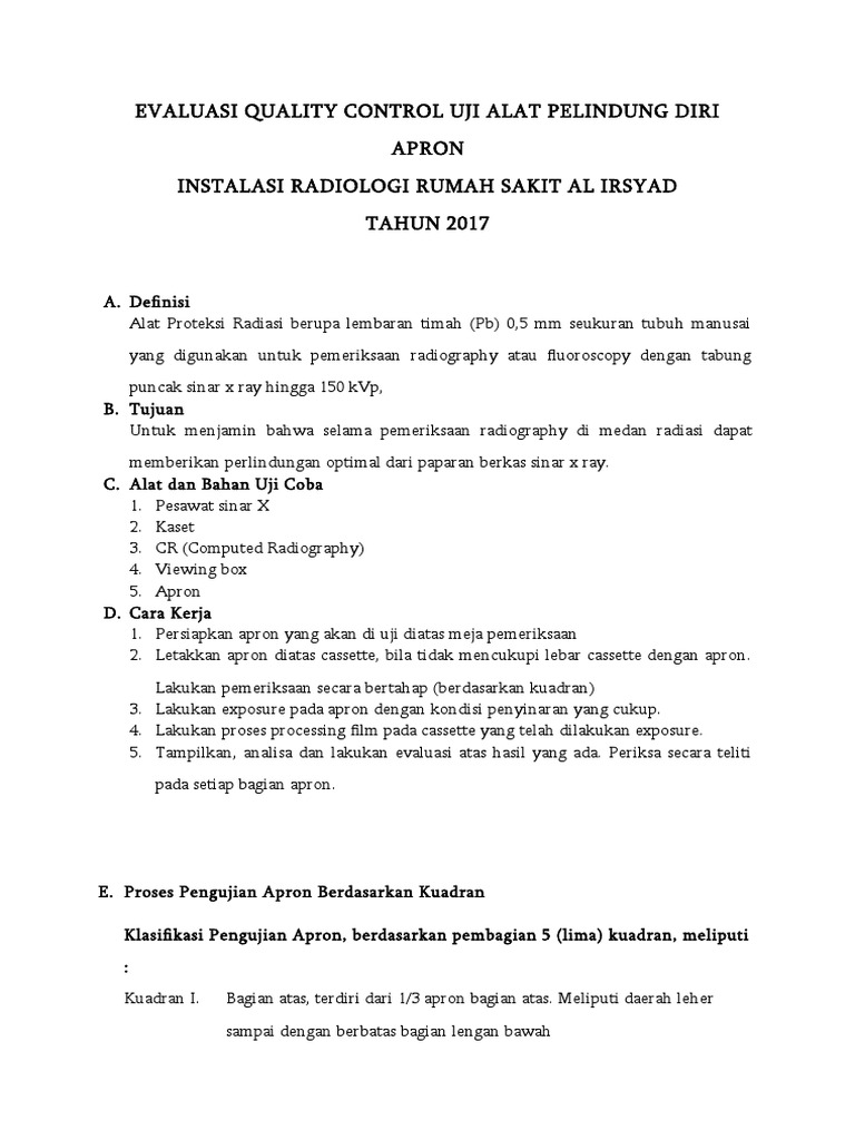 Ap.6.8. Evaluasi Hasil Uji Kebocoran Apron RSAI | PDF