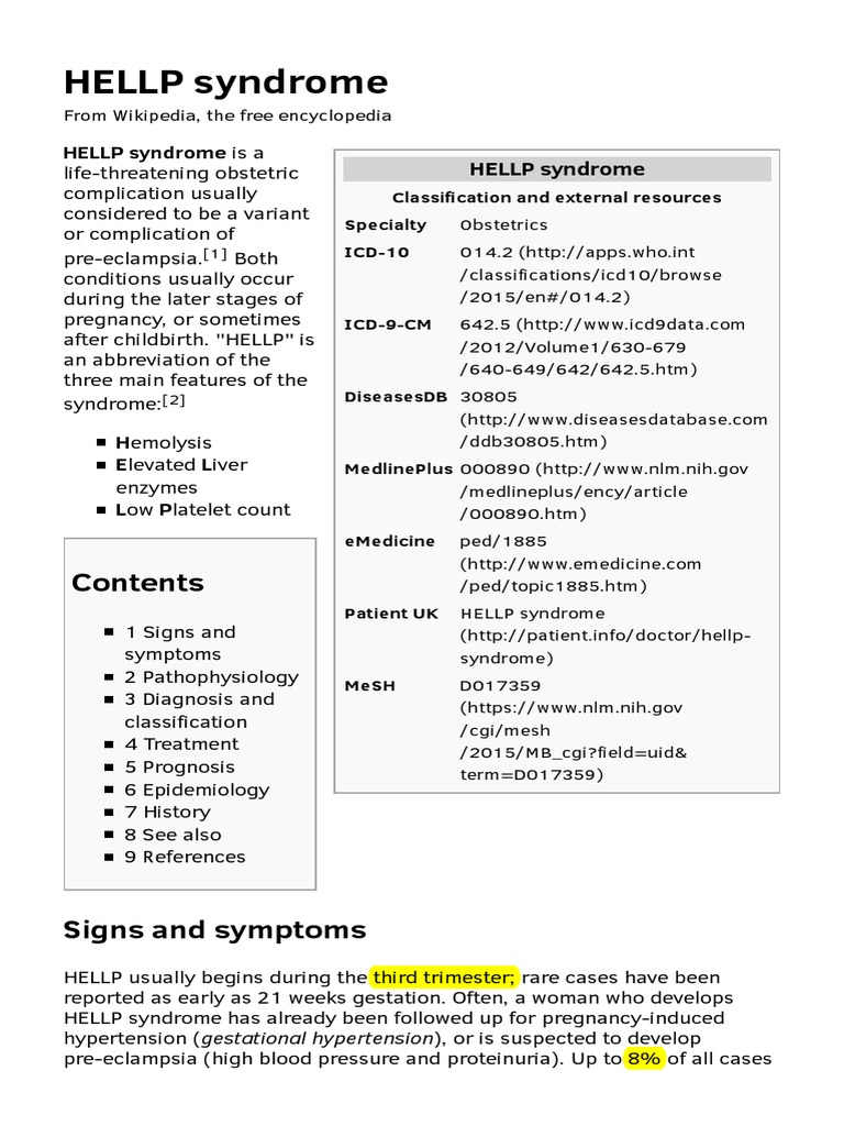 HELLP Syndrome | PDF | Health Sciences | Medical Specialties