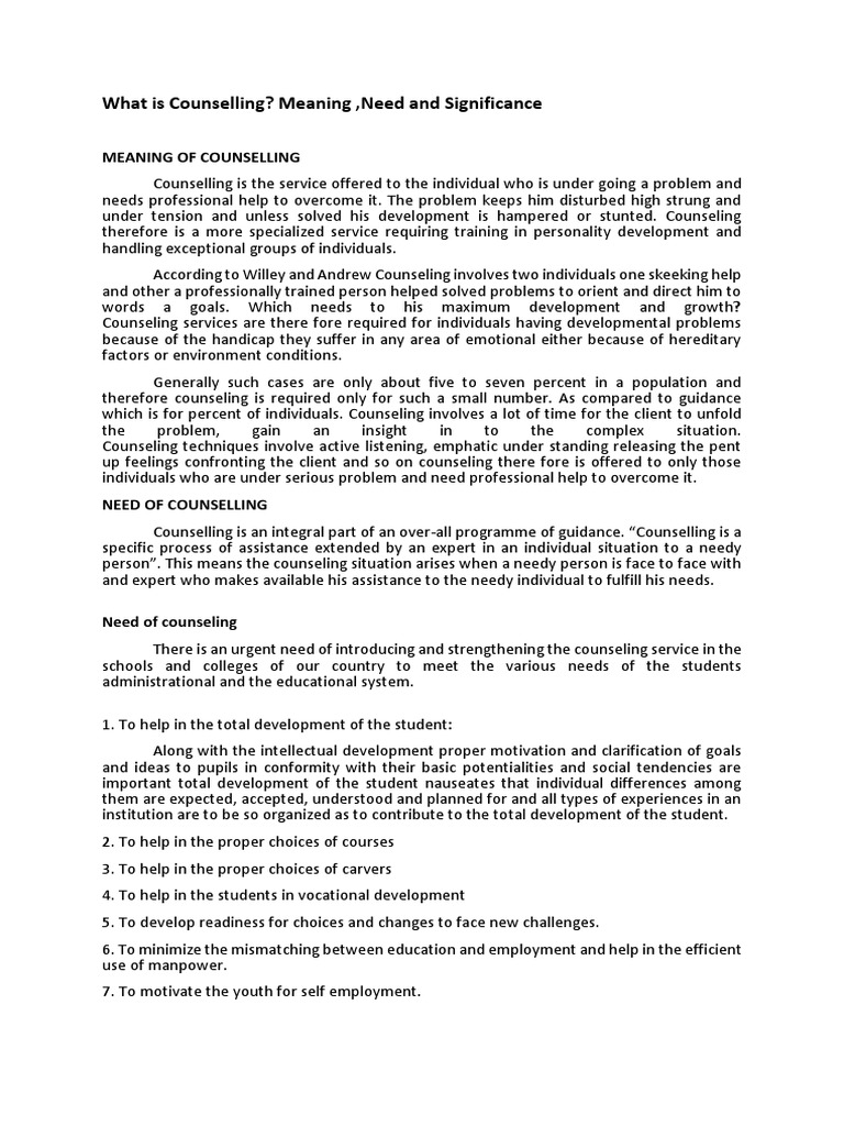 What Is Counselling | PDF | School Counselor | Psychotherapy