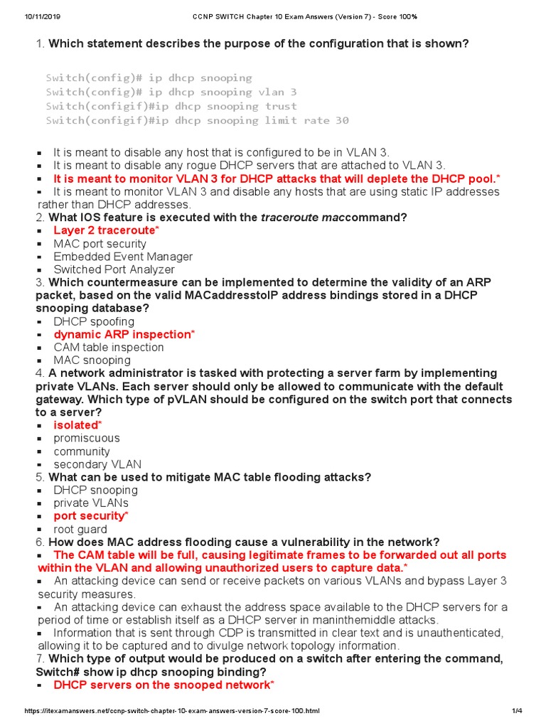 CCNP SWITCH Chapter 10 Exam Answers (Version 7) - Score 100% | PDF ... CCNP SWITCH Chapter 10 Exam Answers (Version 7) - Score 100% | PDF ...
