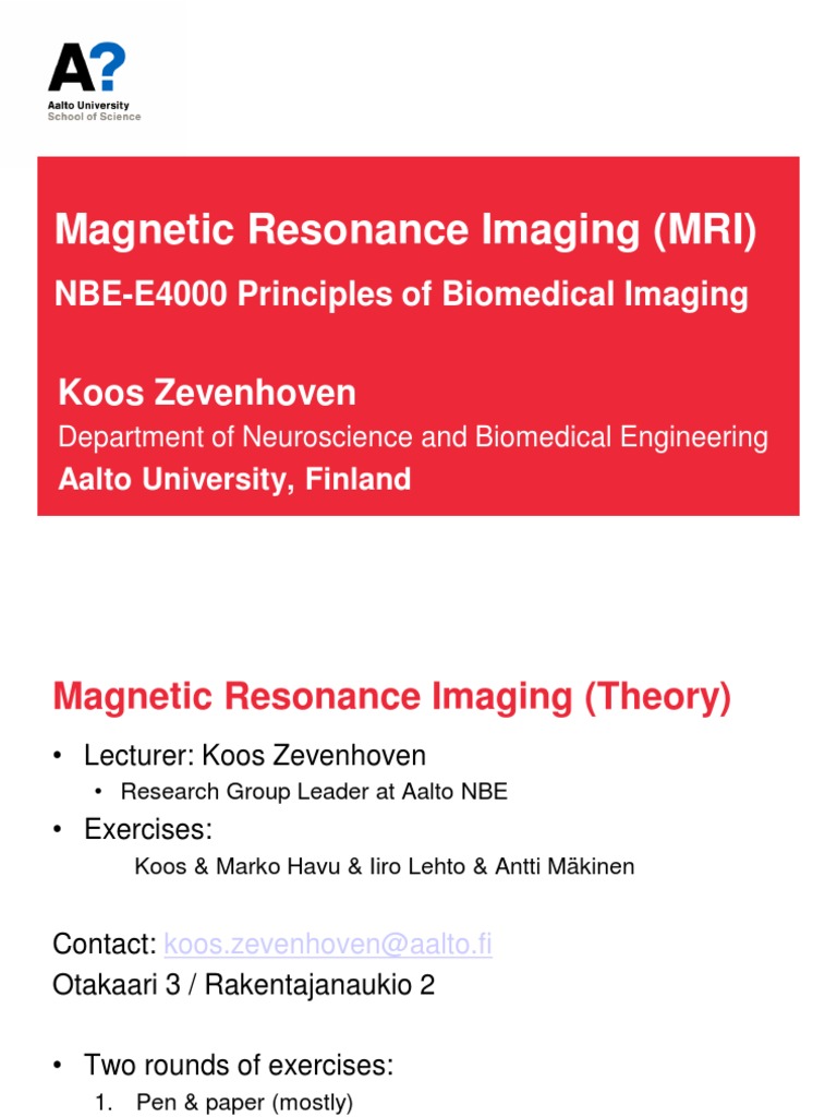 MRI Principles and Applications Overview | PDF | Magnetic Resonance ...