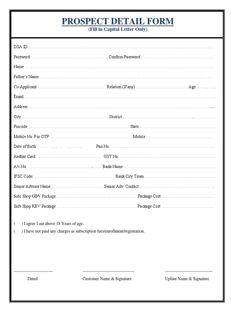 Prospect Detail Form | PDF