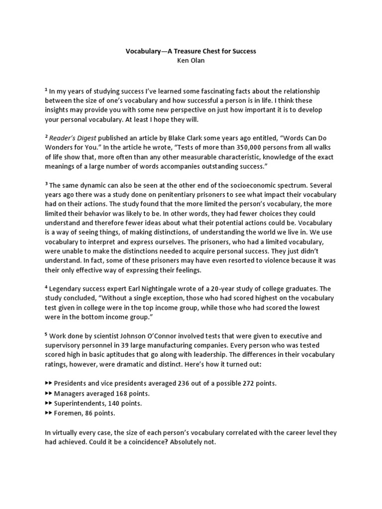 Reading 1 Vocabulary A Treasure Chest For Success | PDF | Vocabulary ...