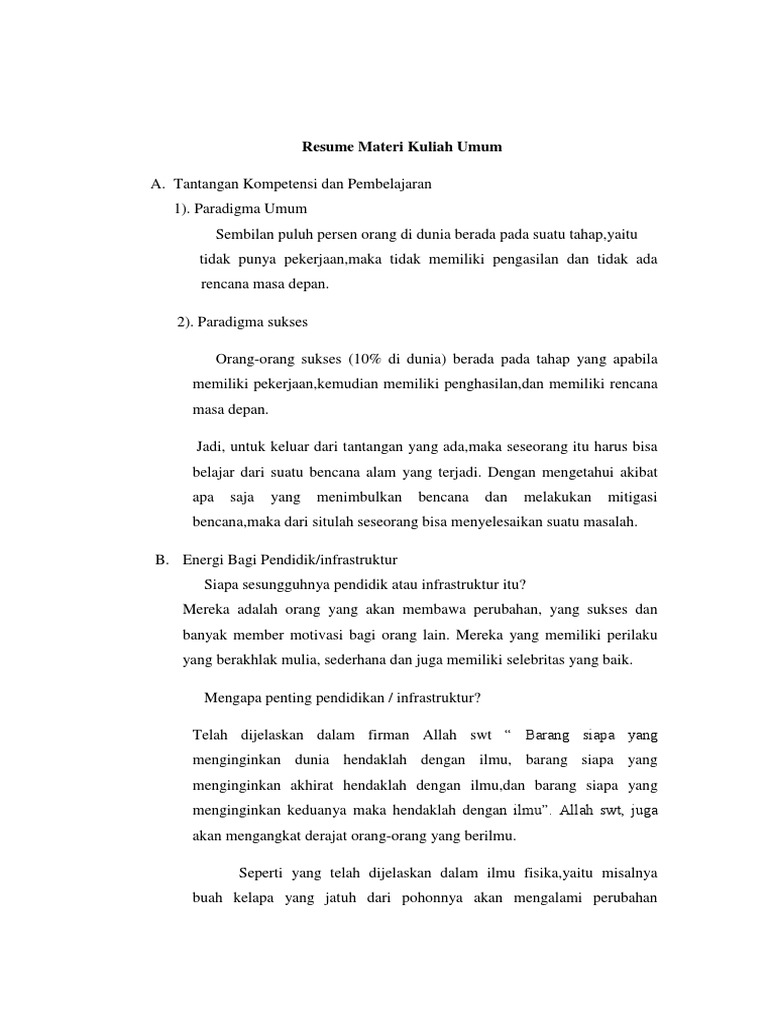 Resume Materi Kuliah Umum Hesron | PDF