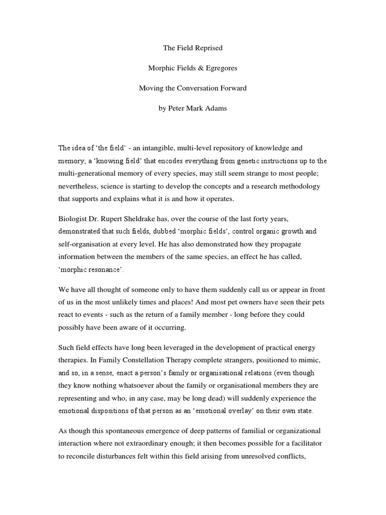 The Field Morphic Resonance & Egregores | PDF | Rupert Sheldrake ...