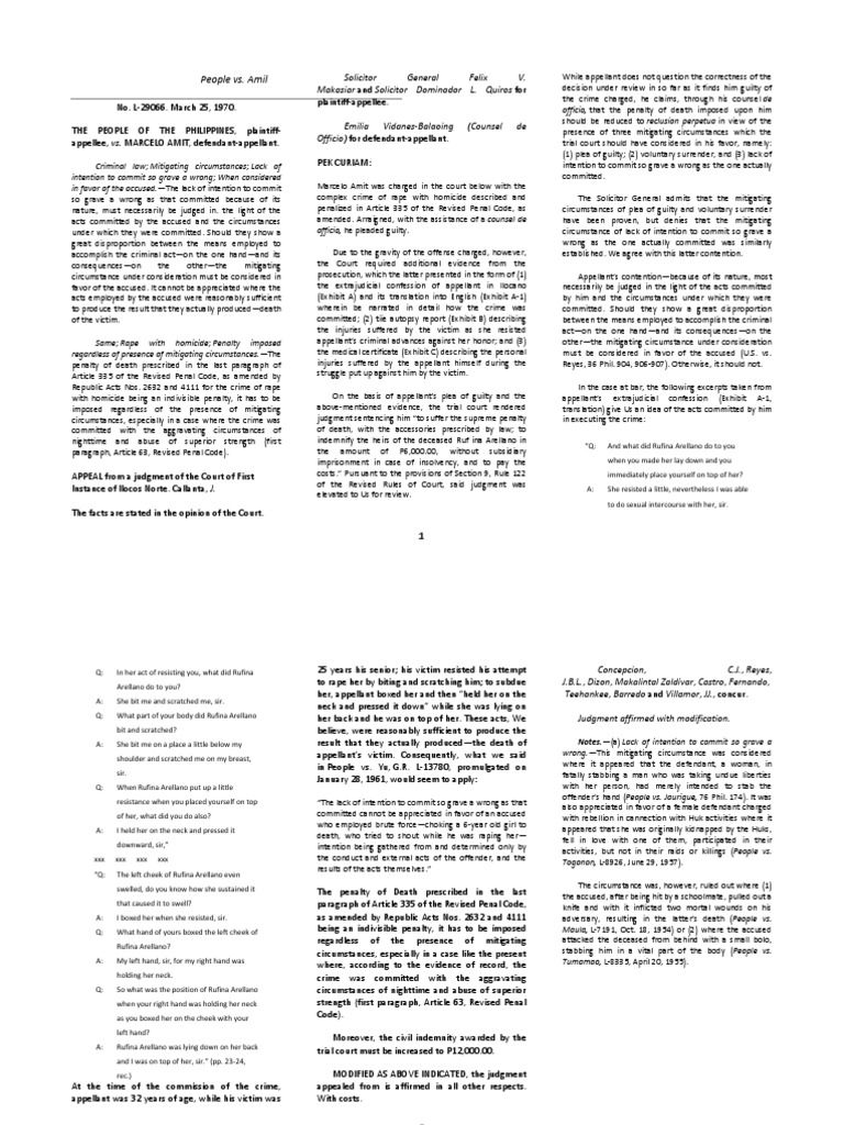 People vs. Amit Escra Full Case | PDF | Plea | Mitigating Factor