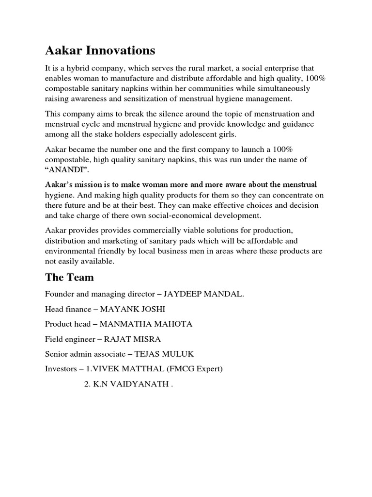 Aakar Innovations | PDF | Menstruation | Nature
