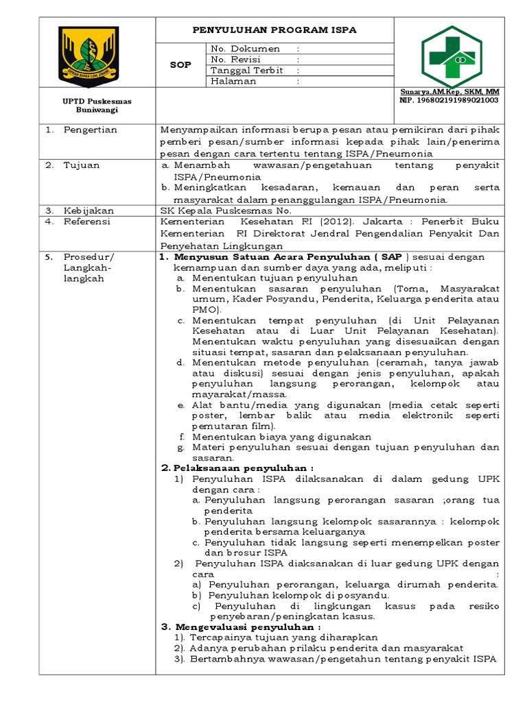 SOP Penyuluhan ISPA | PDF