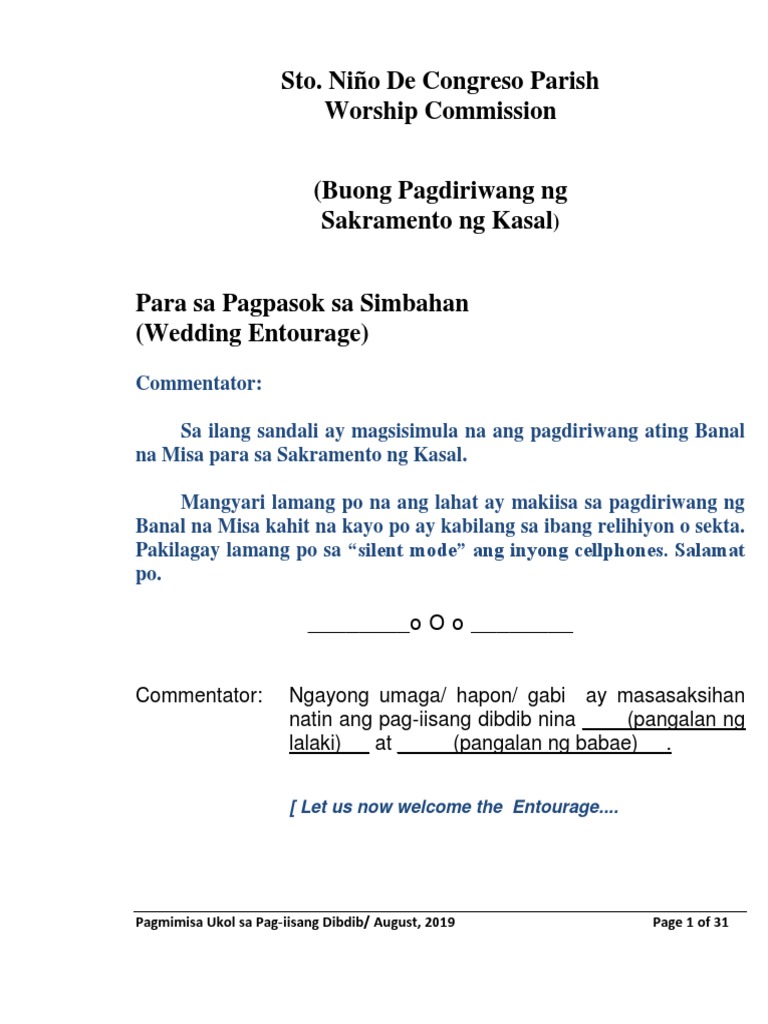 Misa Sa Bagong Kasal | PDF