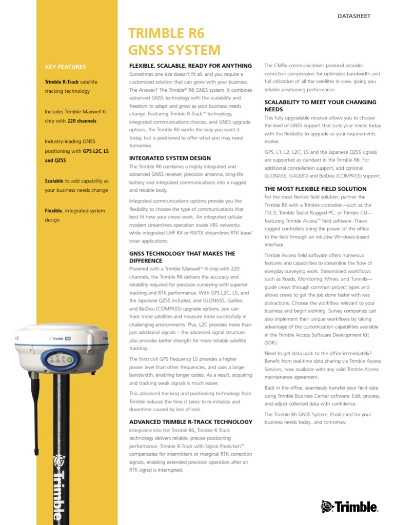 trimble-r6-gnss--datasheet | Global Positioning System | Surveying
