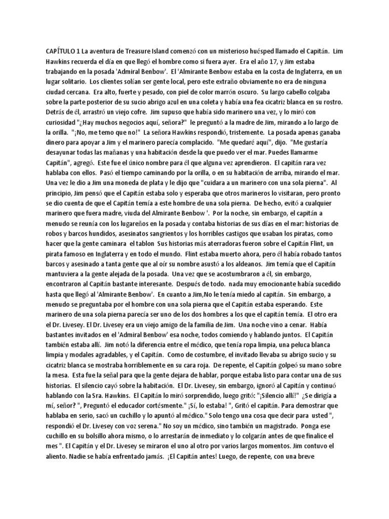 CAPÍTULO 1 La Aventura de Treasure Island Comenzó Con Un Misterioso Huésped Llamado El Capitán ...