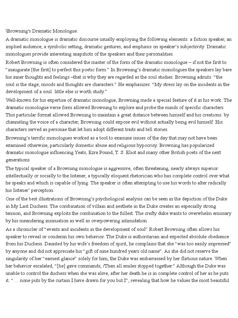 Browing Dramatic Monolgue | PDF | Classics