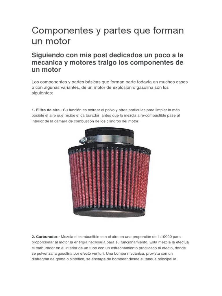 Componentes y Partes Que Forman Un Motor Doc Luis | PDF | Distribuidor ...