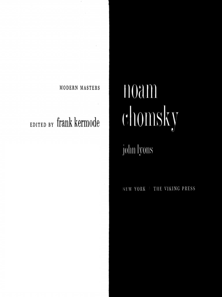 (Modern Masters) John Lyons - Noam Chomsky (1970) PDF | PDF
