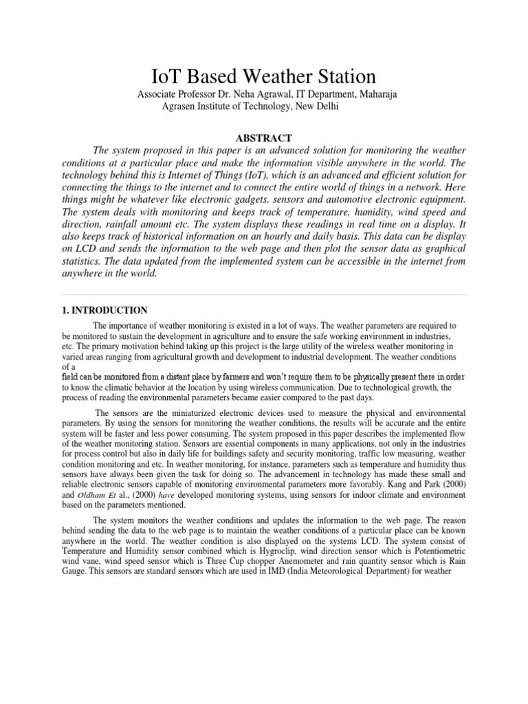 IoT Based Weather Monitoring System | PDF | Internet Of Things ...
